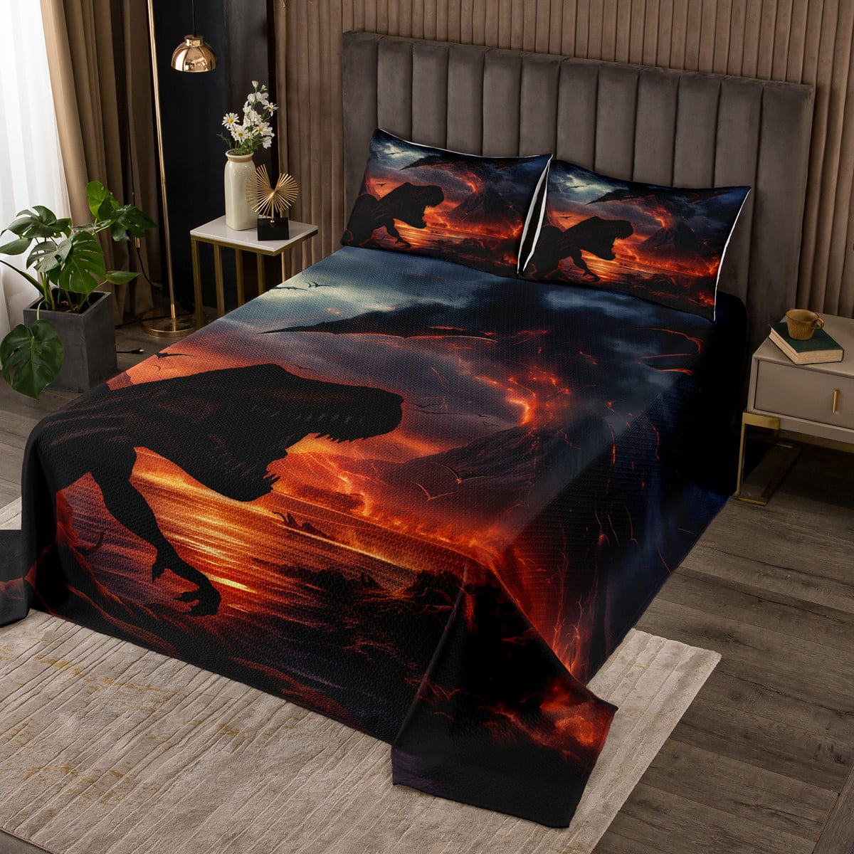Dinosaor Bedspread Set 3D Realistic Dinosaur Pattern Twin Quilt Set ...