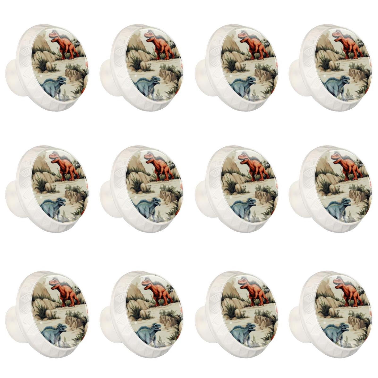 Dinosaur 12 Pcs White Round Drawer Pulls with Screws,ABS and Glass ...