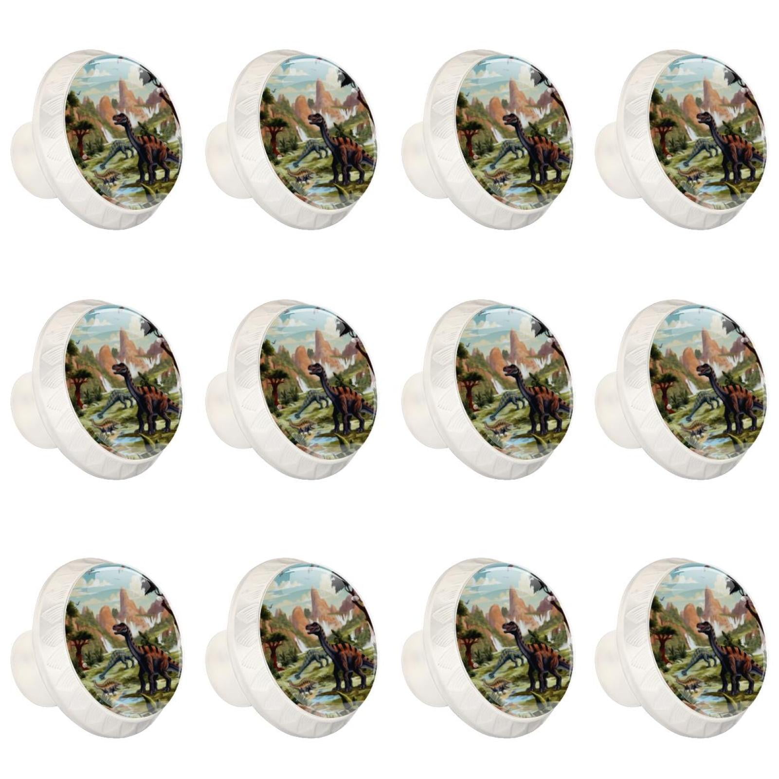 Dinosaur 12 Pcs White Round Drawer Pulls with Screws,ABS and Glass ...