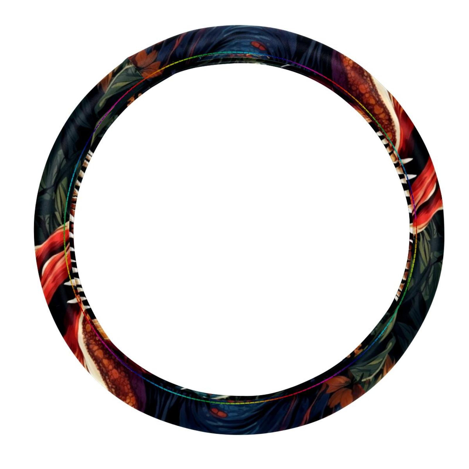 Dinosaur 14.5 Inch Printing PVC Leather Steering Wheel Covers Car Wheel ...