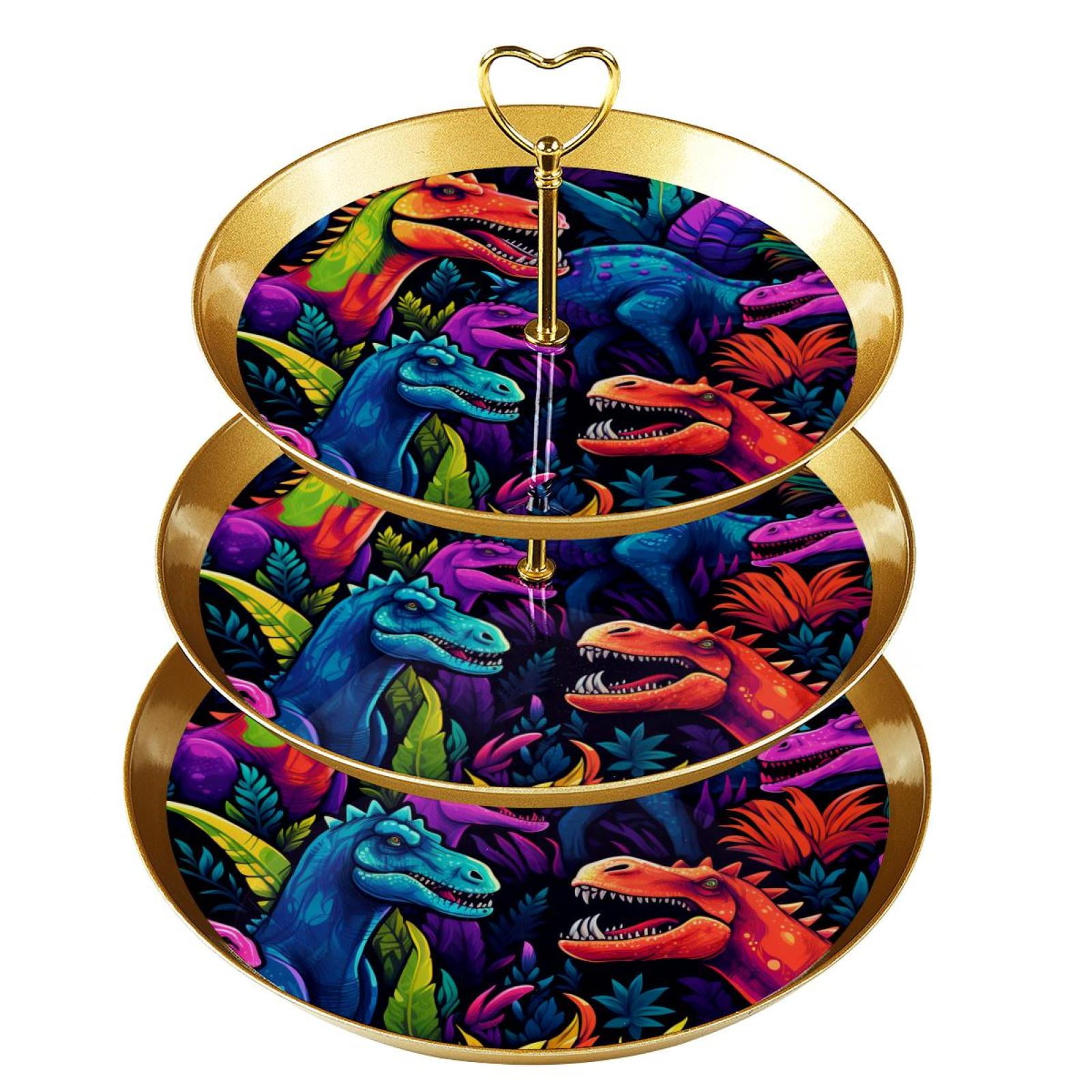 Dinosaur 32cm Plastic Discs Iron Pillar Earring Holder with 3 Plates ...