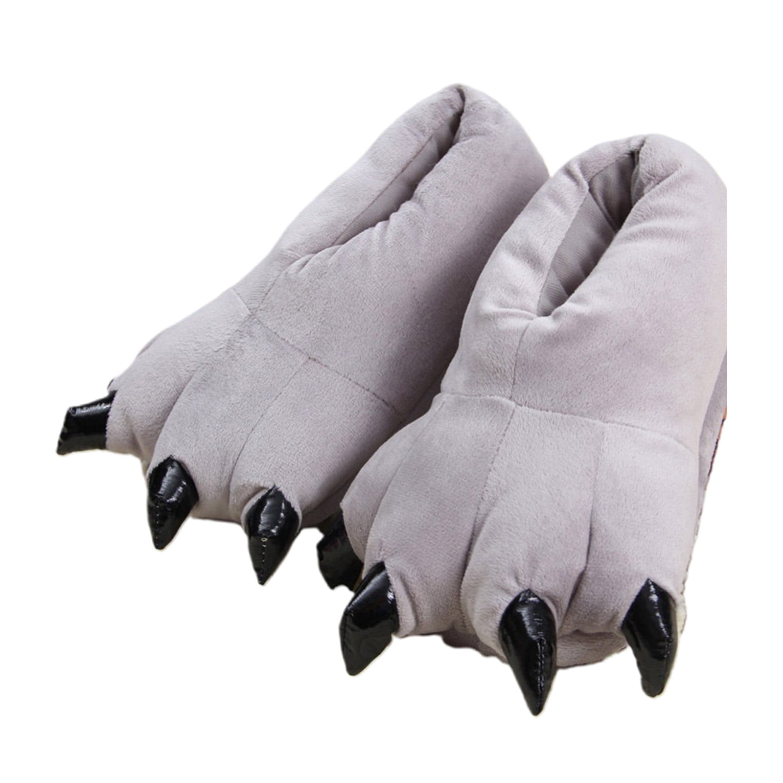 Dinosaur 3D Claw Feet Plush Slippers Furry Leopard Animal Slippers ...