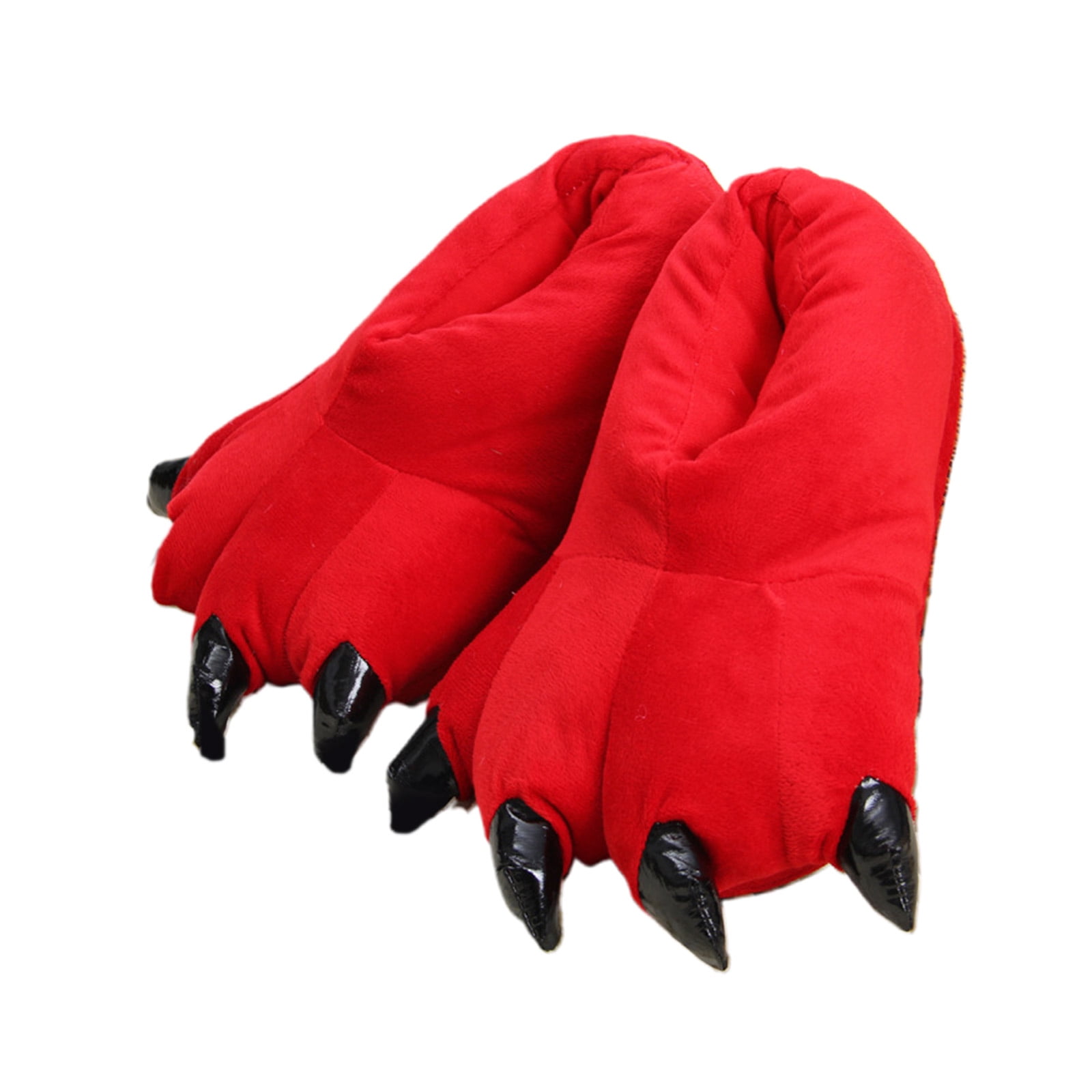 Dinosaur 3D Claw Feet Plush Slippers Furry Leopard Animal Slippers ...