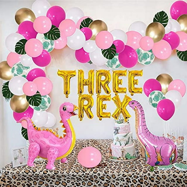 Dinosaur 3rd Birthday Decorations Pink Dinosaur Themed Balloons Arch ...