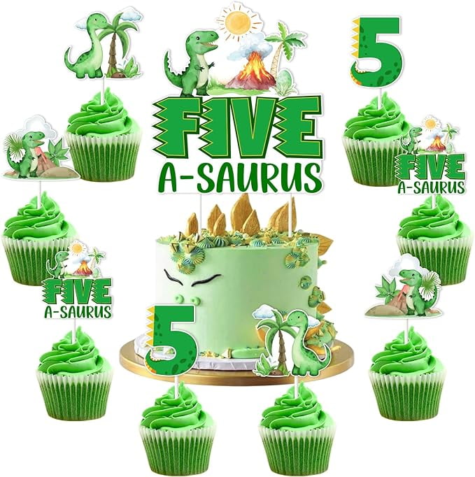 Dinosaur 5th Birthday Cake Topper Dinosaur Five A Saurus Birthday ...