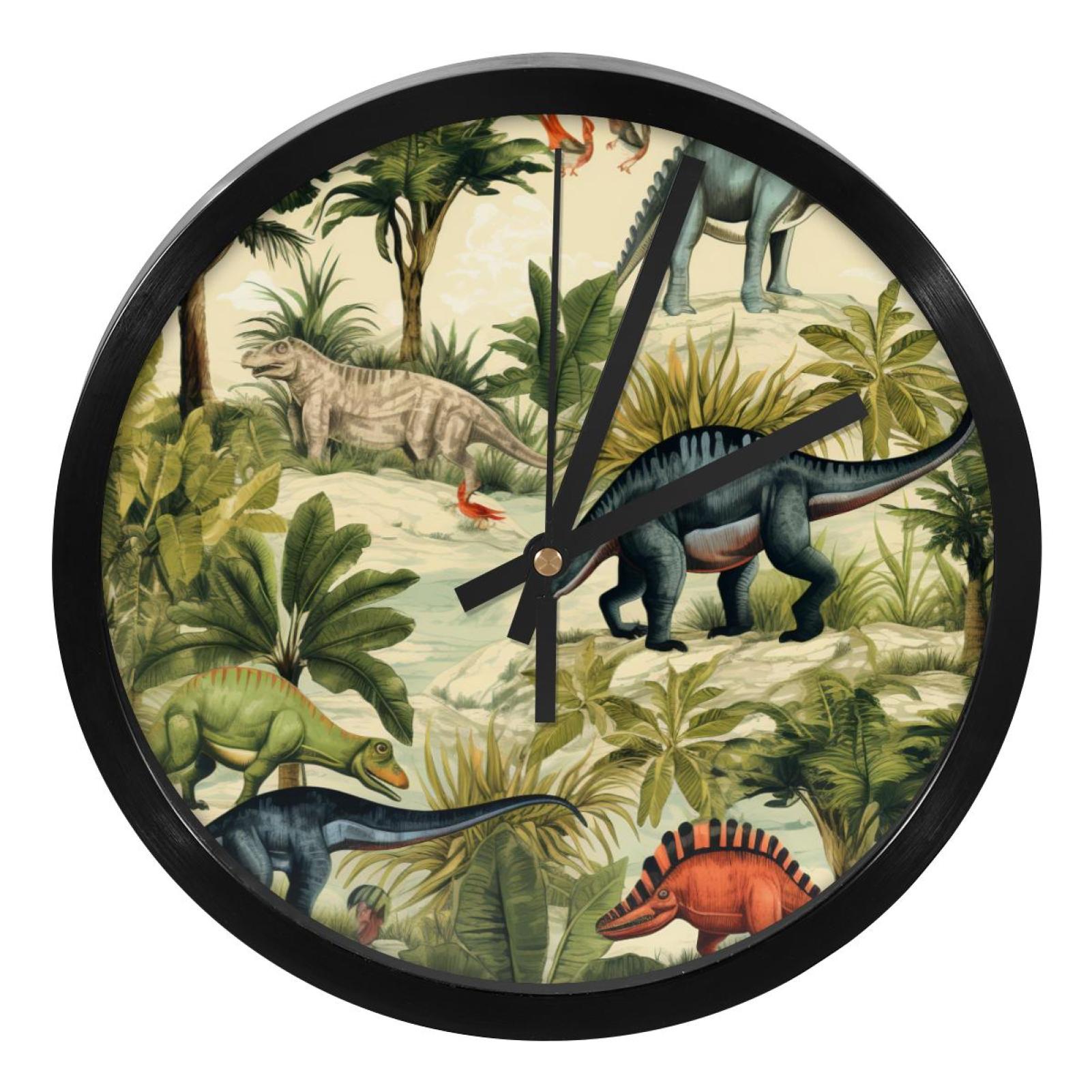 Dinosaur 9.8 Inch Silent Round Digital Wall Clock - Battery Operated ...