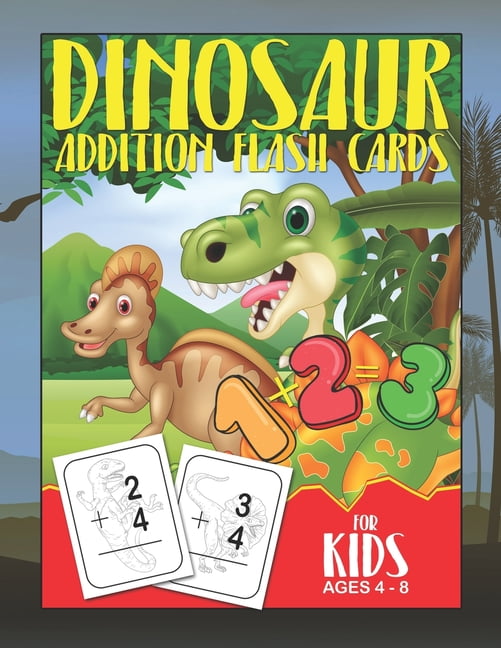 Dinosaur Addition Flashcards For Kids Ages 4-8 : Pre K Number Workbooks ...