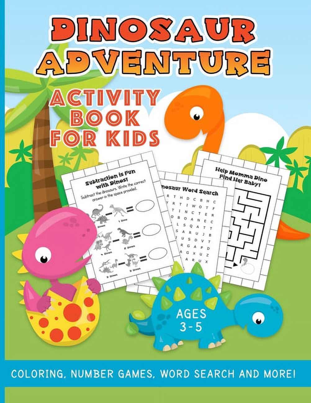 Dinosaur Adventure Activity Book For Kids : Numbers - Matching ...