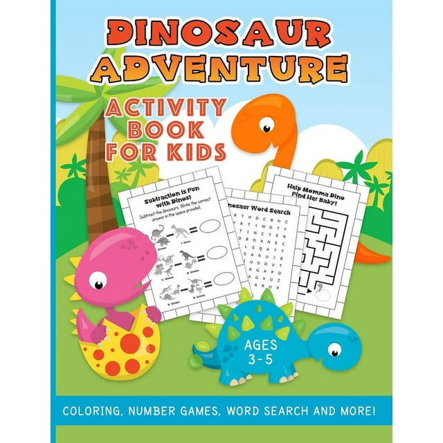 Dinosaur Adventure Activity Book For Kids : Numbers - Matching ...