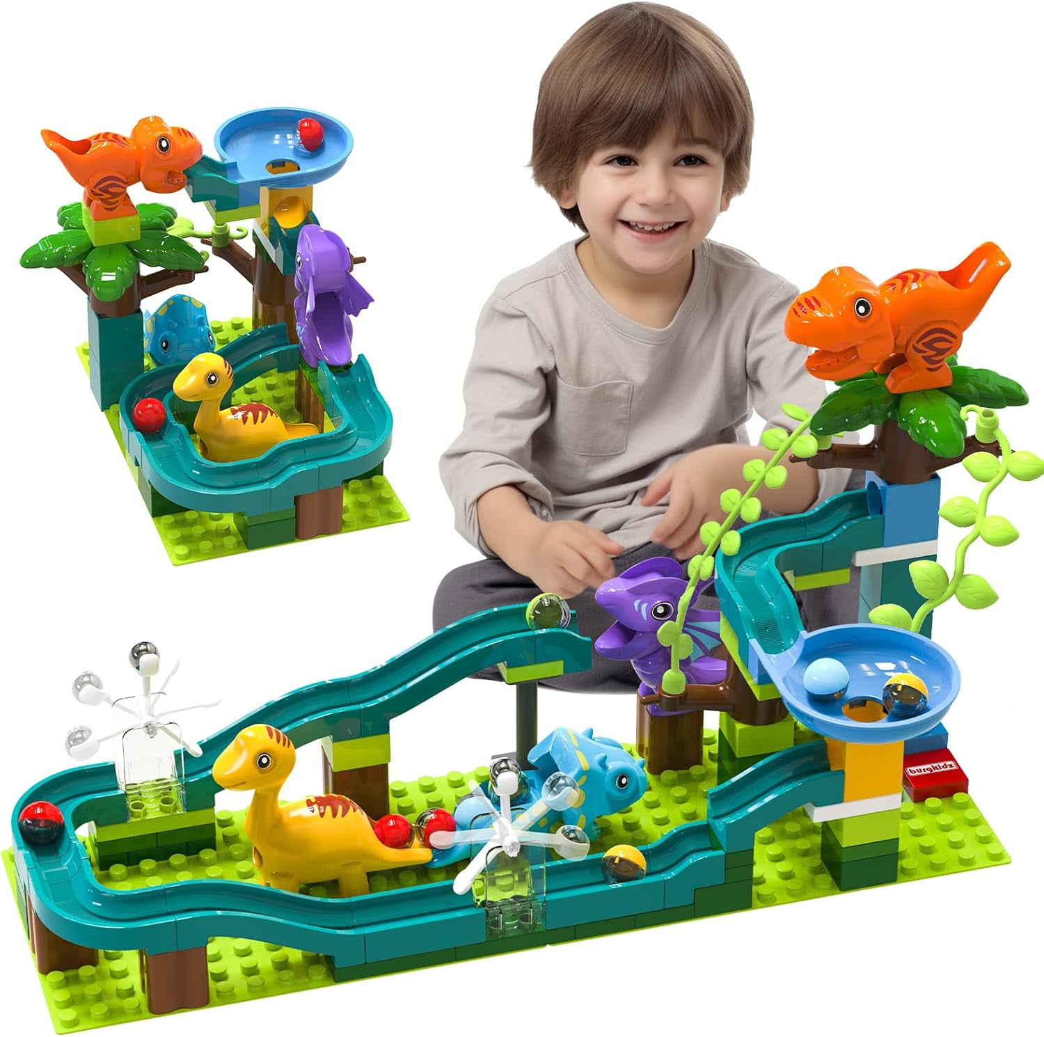 Dinosaur Adventure with Gravity Hammer and Building Tracks, 80 Pieces ...