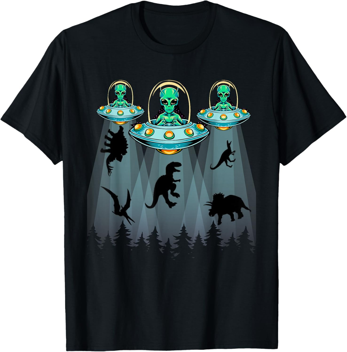 Dinosaur Aliens Shirts For Kids, T-rex Alien Abduction UFO T-Shirt ...