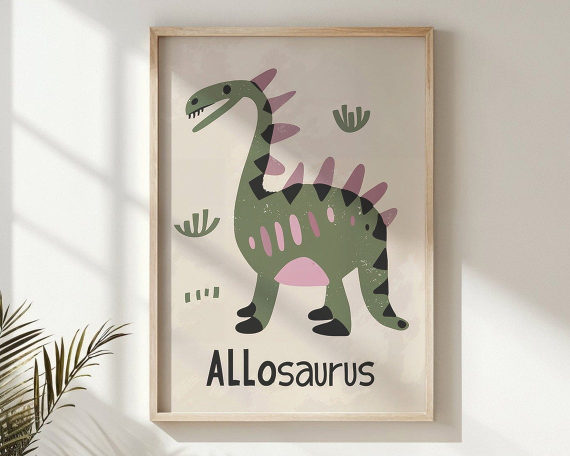 Dinosaur Allosaurus Print, Nursery Wall Art, Kids Dinosaur Poster ...
