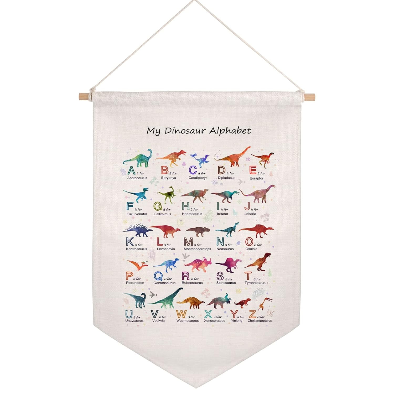 Dinosaur Alphabet, Alphabet Poster, Linen Hanging Banner, Kids Room ...