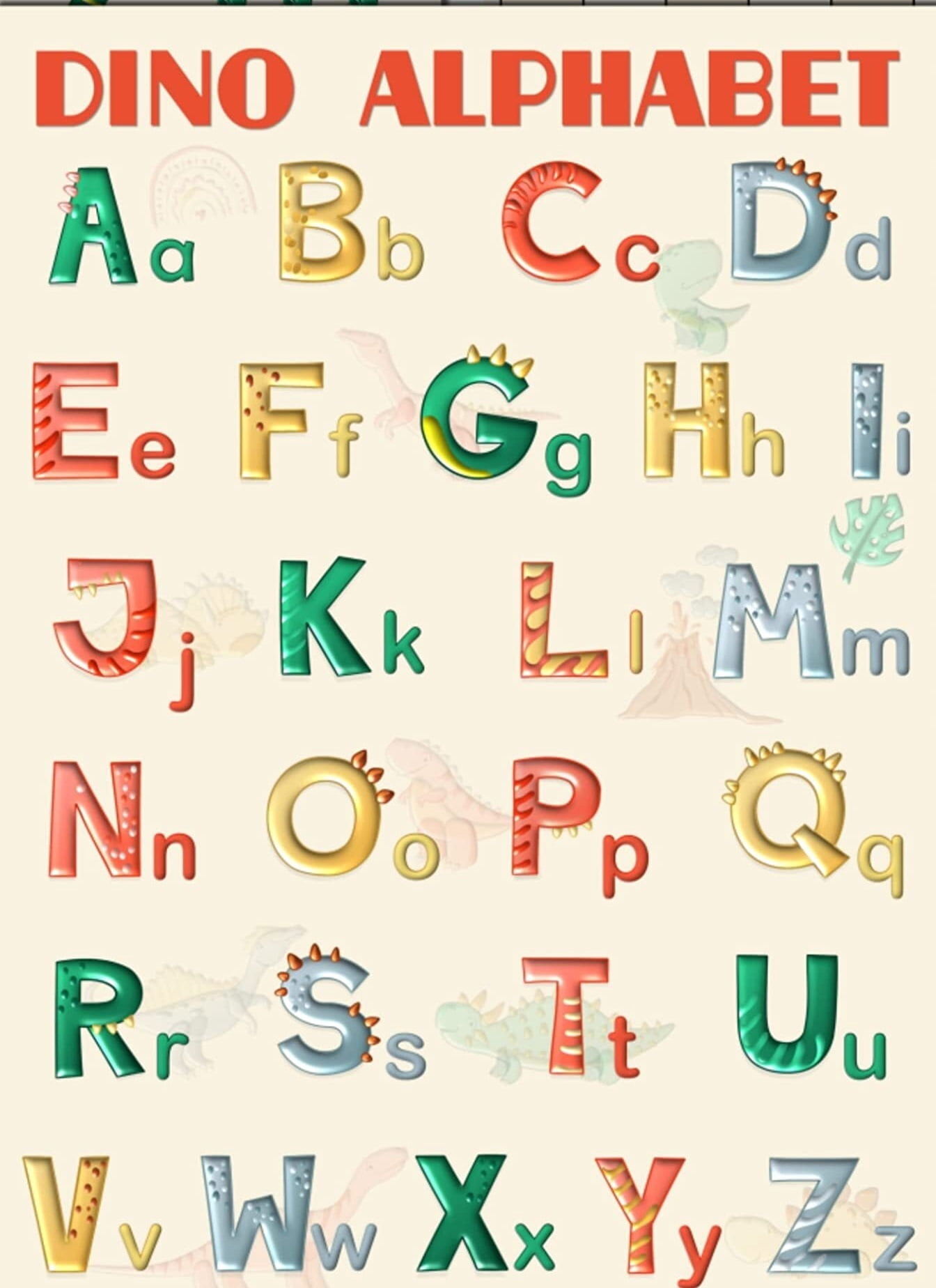 Dinosaur Alphabet Educational Posters, Classroom Posters and ...