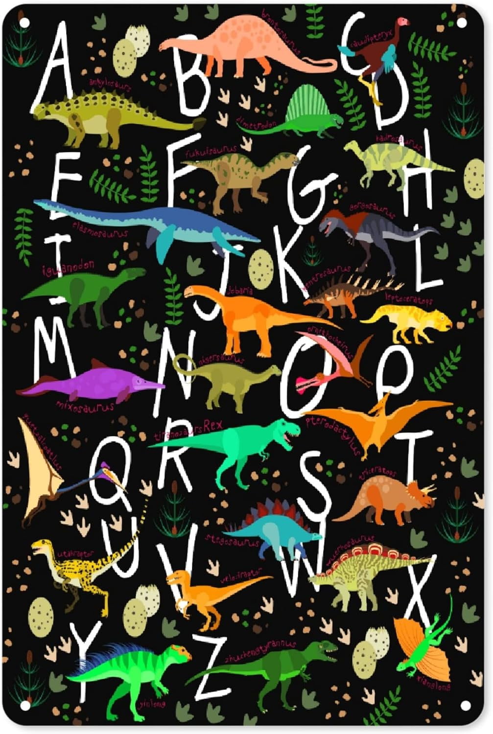 Dinosaur Alphabet Poster 8 X 12 Inches Aluminum Metal Sign, Educational ...