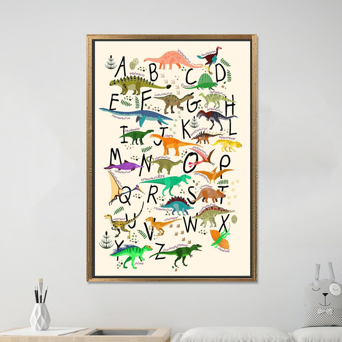 Dinosaur Alphabet Print, A Z Dino Wall Art, Unframed Paper Poster ...