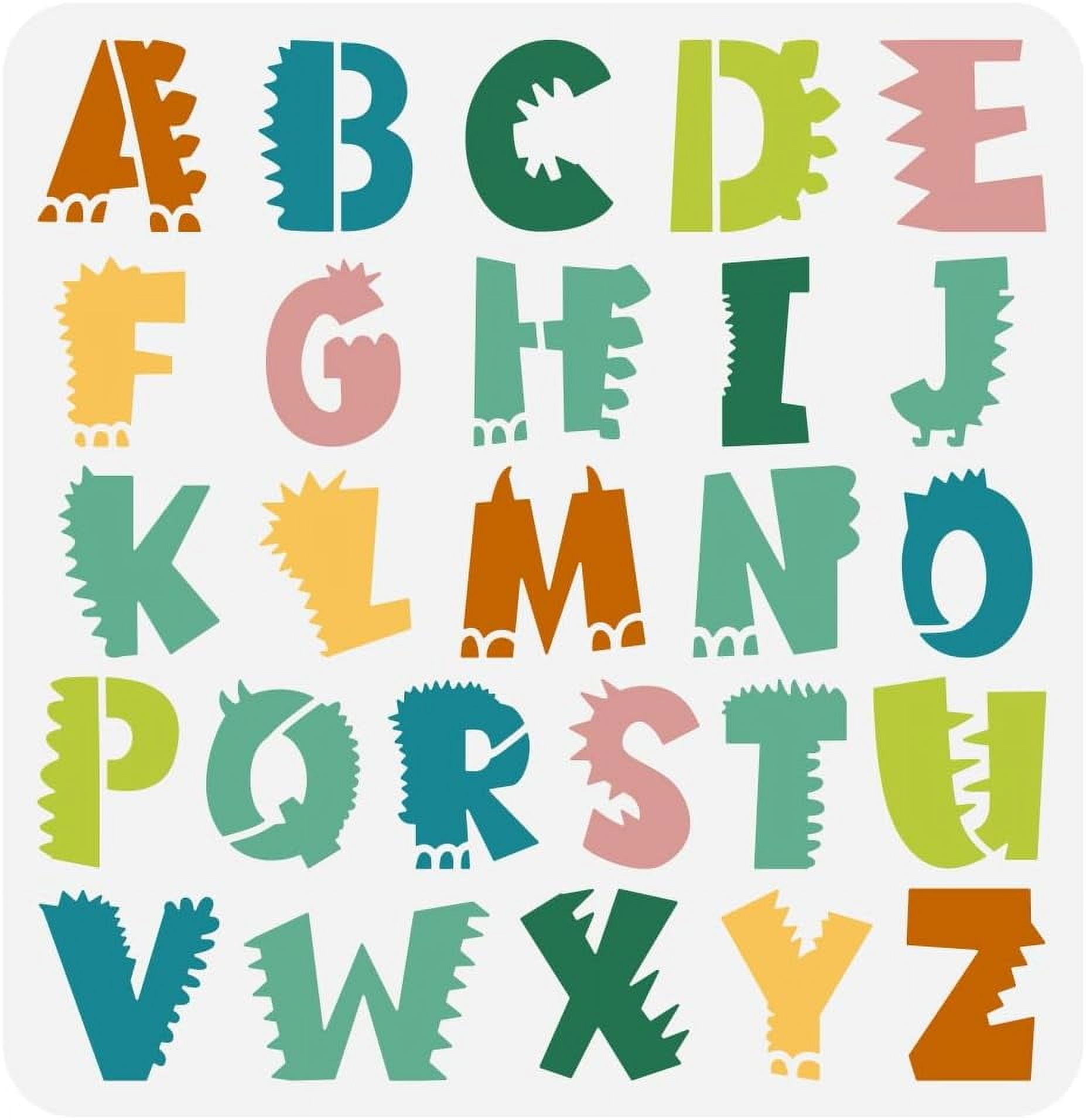 Dinosaur Alphabet Stencil for Painting 11.8x11.8 inch 26 English ...