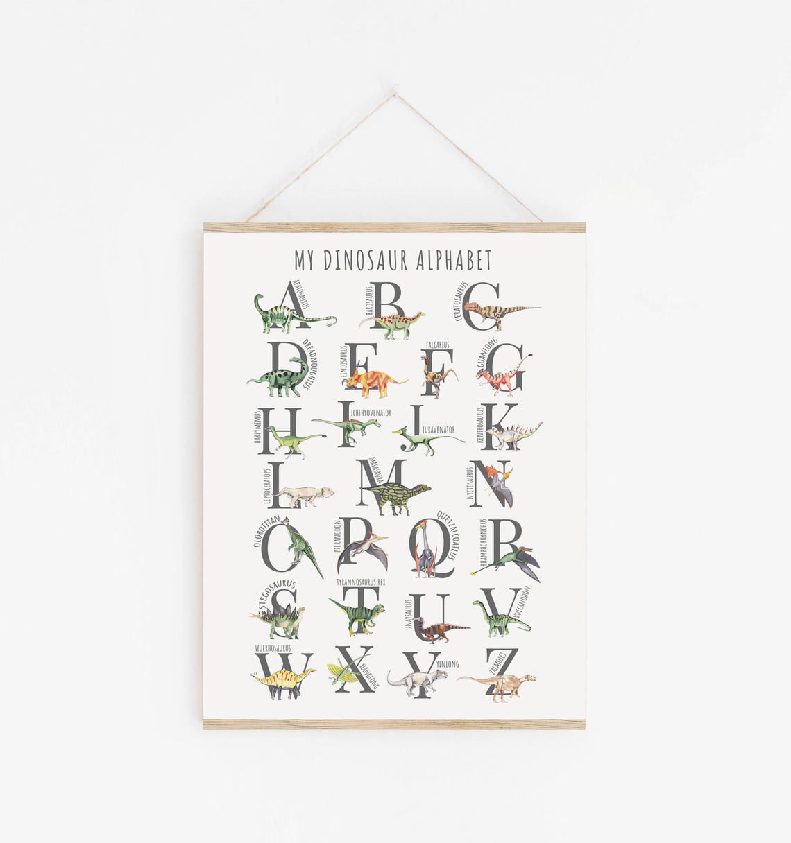 Dinosaur Alphabet Wall Art, Dinosaur A, Z Artwork, Dino Abcs Print, Boy ...