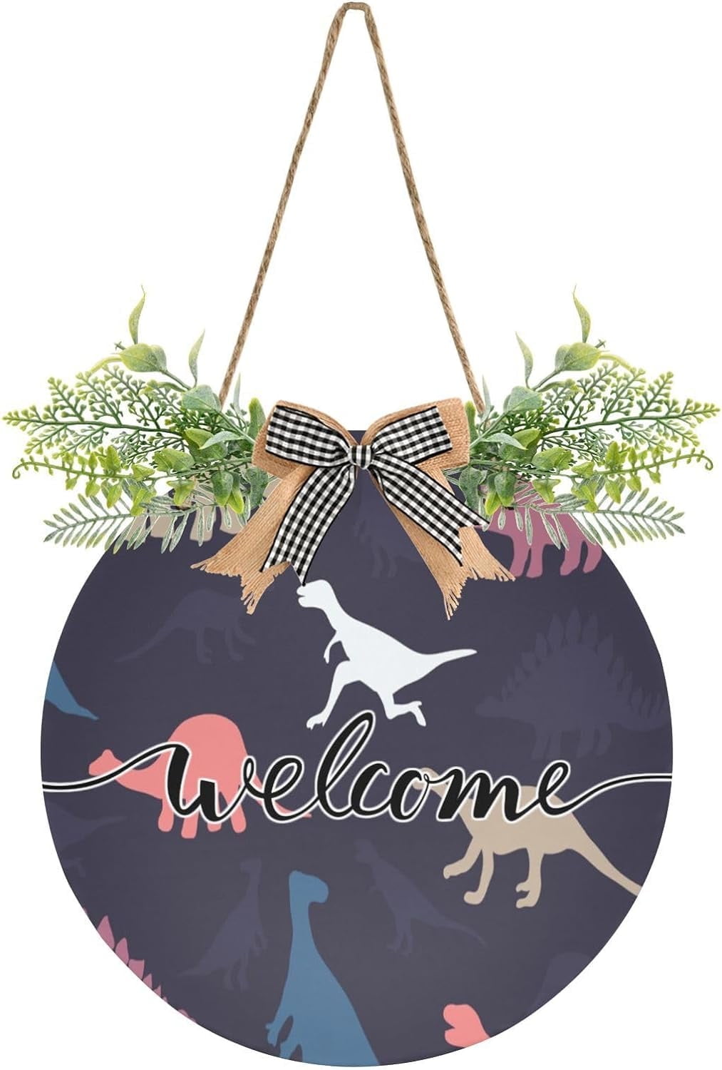 Dinosaur Animal Welcome Sign Farmhouse Front Porch Door Hanging Welcome ...