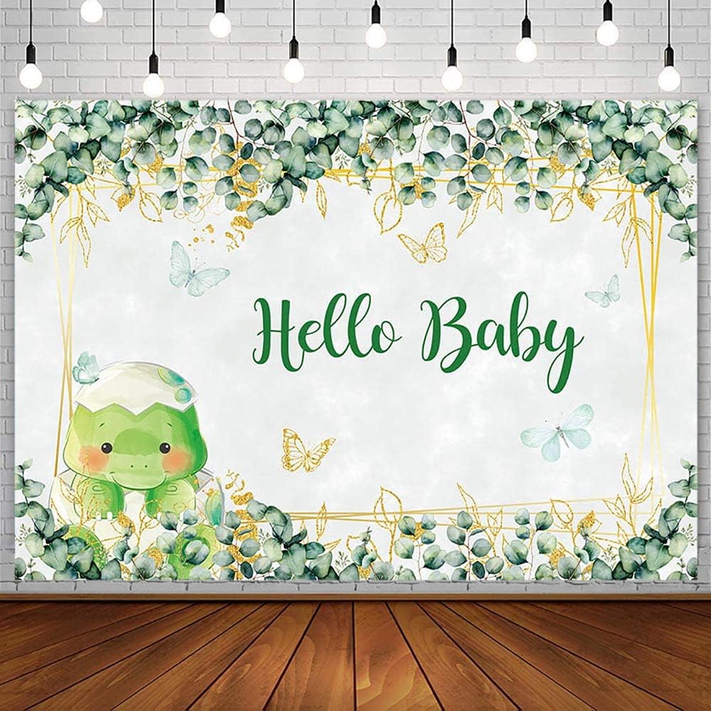 Dinosaur Baby Shower Backdrop Greenery Hello Baby Jungle Safari ...