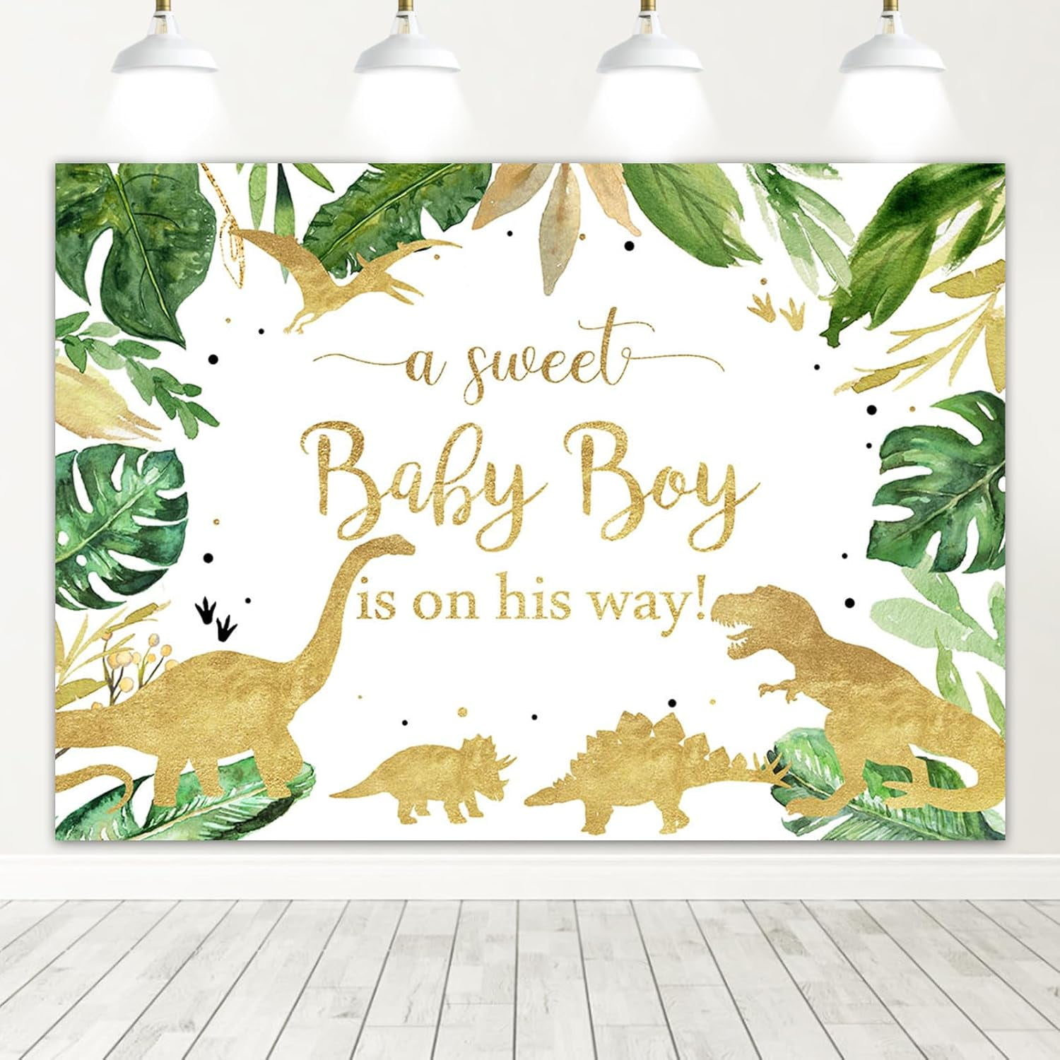 Dinosaur Baby Shower Backdrops Roar It's a Boy Baby Shower Party ...