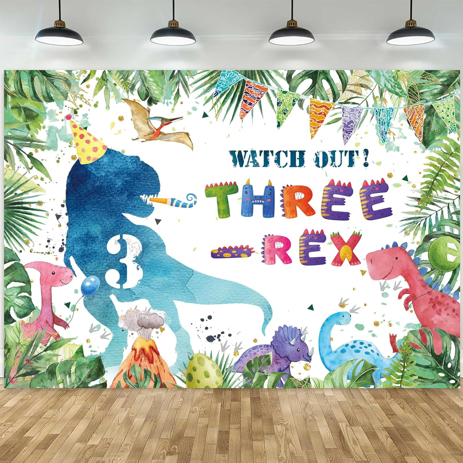Dinosaur Backdrop for Boys 3rd Birthday Three Rex Birthday Photography ...