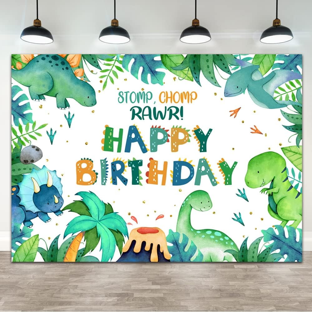 Dinosaur Backdrop Cartoon Watercolor Dinosaur Photo Backdrops for Boys ...