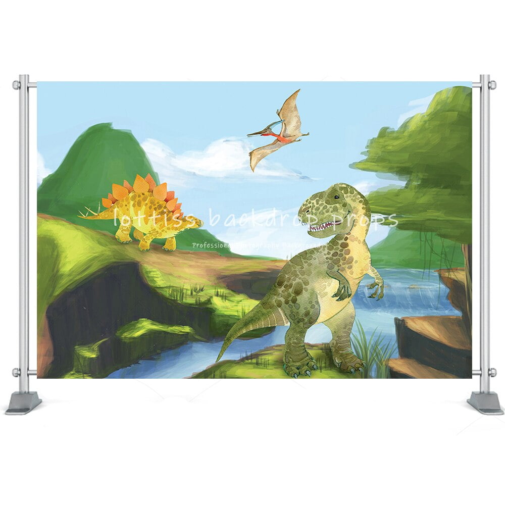 Dinosaur Backdrops Kids Cake Smash Birthday Props Tropical Green Leaves ...