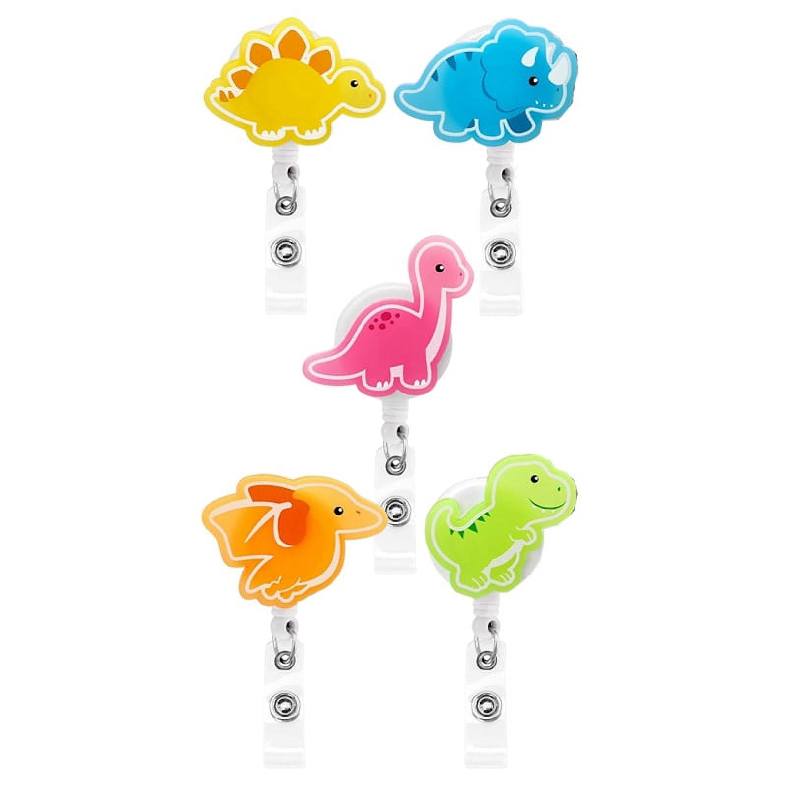 Dinosaur Badge Reels 5PCS Glowing in the Dark Nurse ID Holder ...