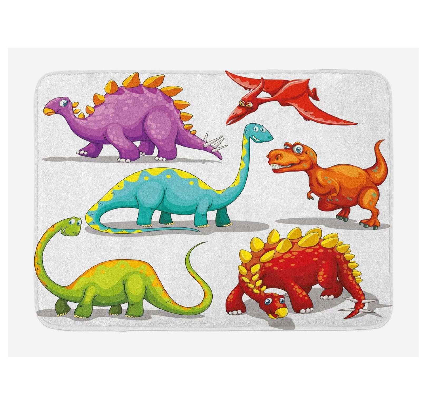 Dinosaur Bath Mat, Colorful Funny Different Dino Themed Friendly ...
