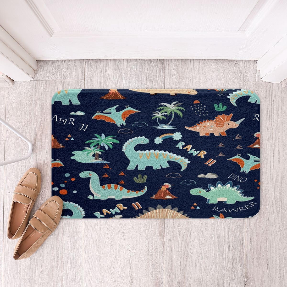 Dinosaur Bathroom Rug Microfiber 16x24 Inch Cartoon Dino Soft Fleece ...
