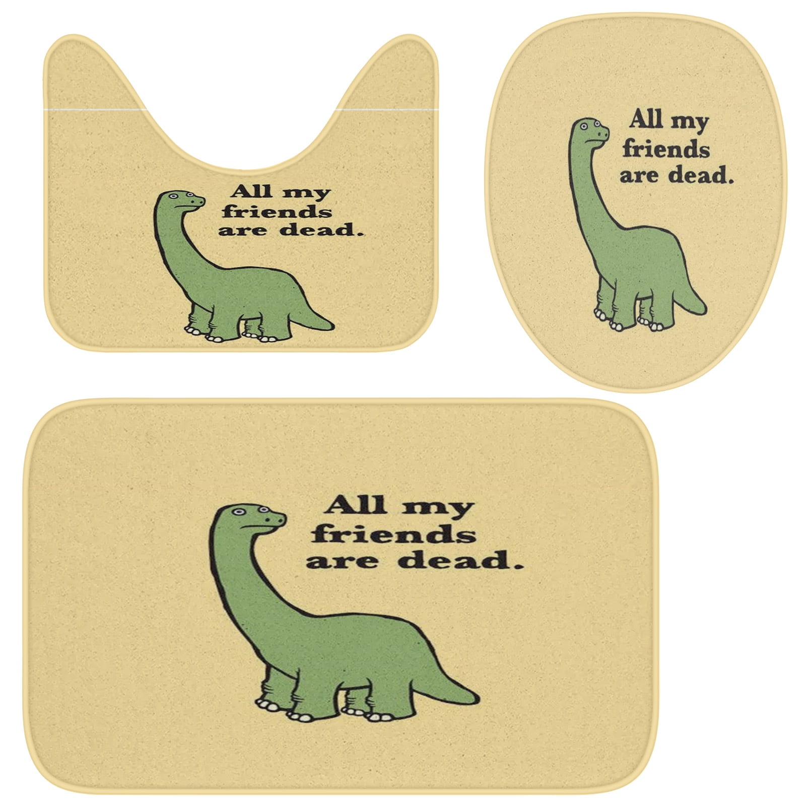 Dinosaur Bathroom Rugs 3 Piece Sets With Non-Slip Bath Mat,Toilet Seat ...