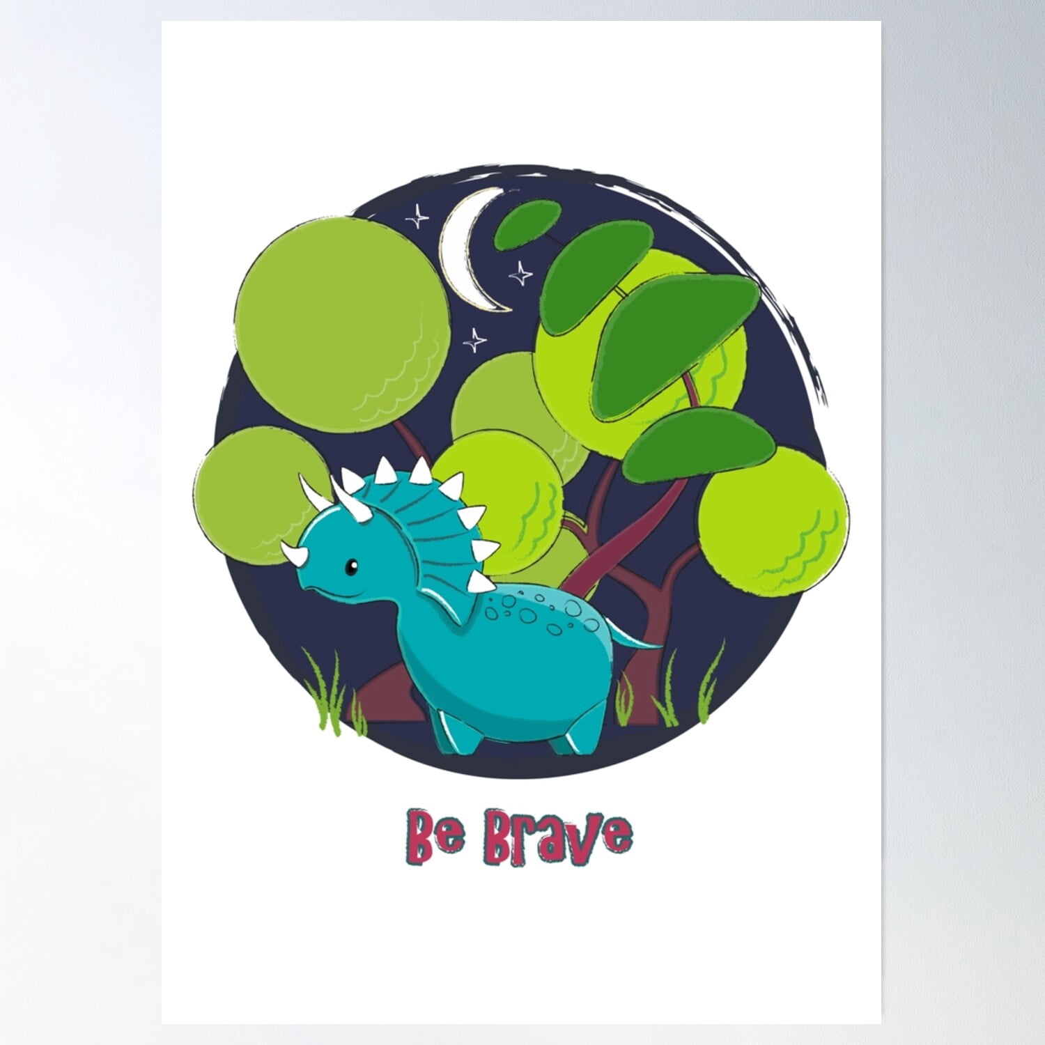 Dinosaur Be Brave Poster Wall Art, Modern Wall Decor, 16x24 UNFRAMED ...