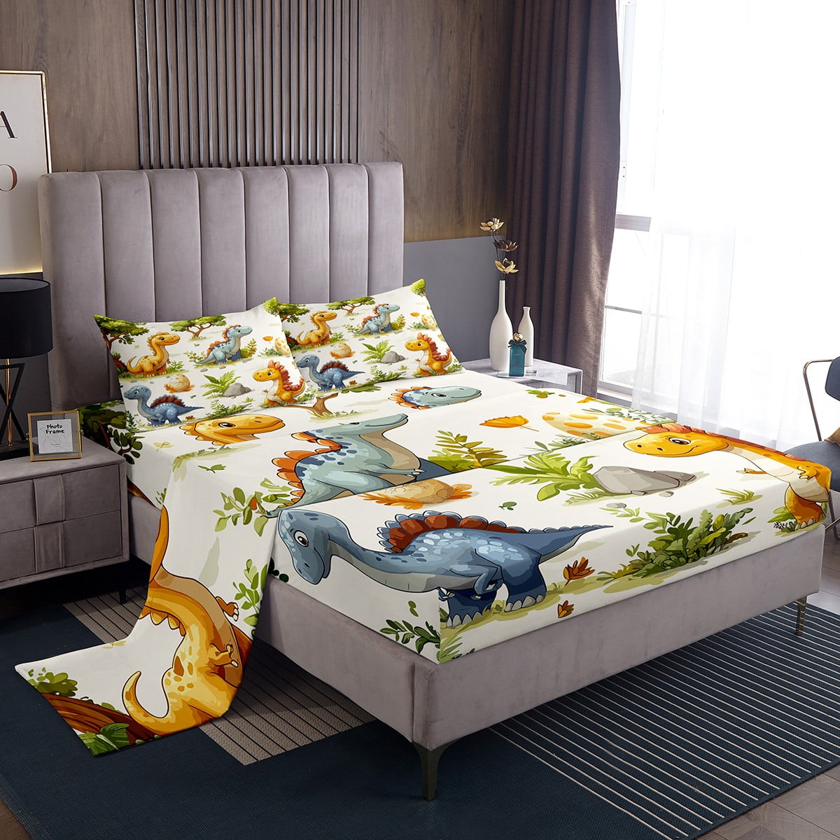 Dinosaur Bed Sheets Set Twin Size,Cartoon Dino Ancient Animals Sheet Set Warm,Kawaii Wildlife ...