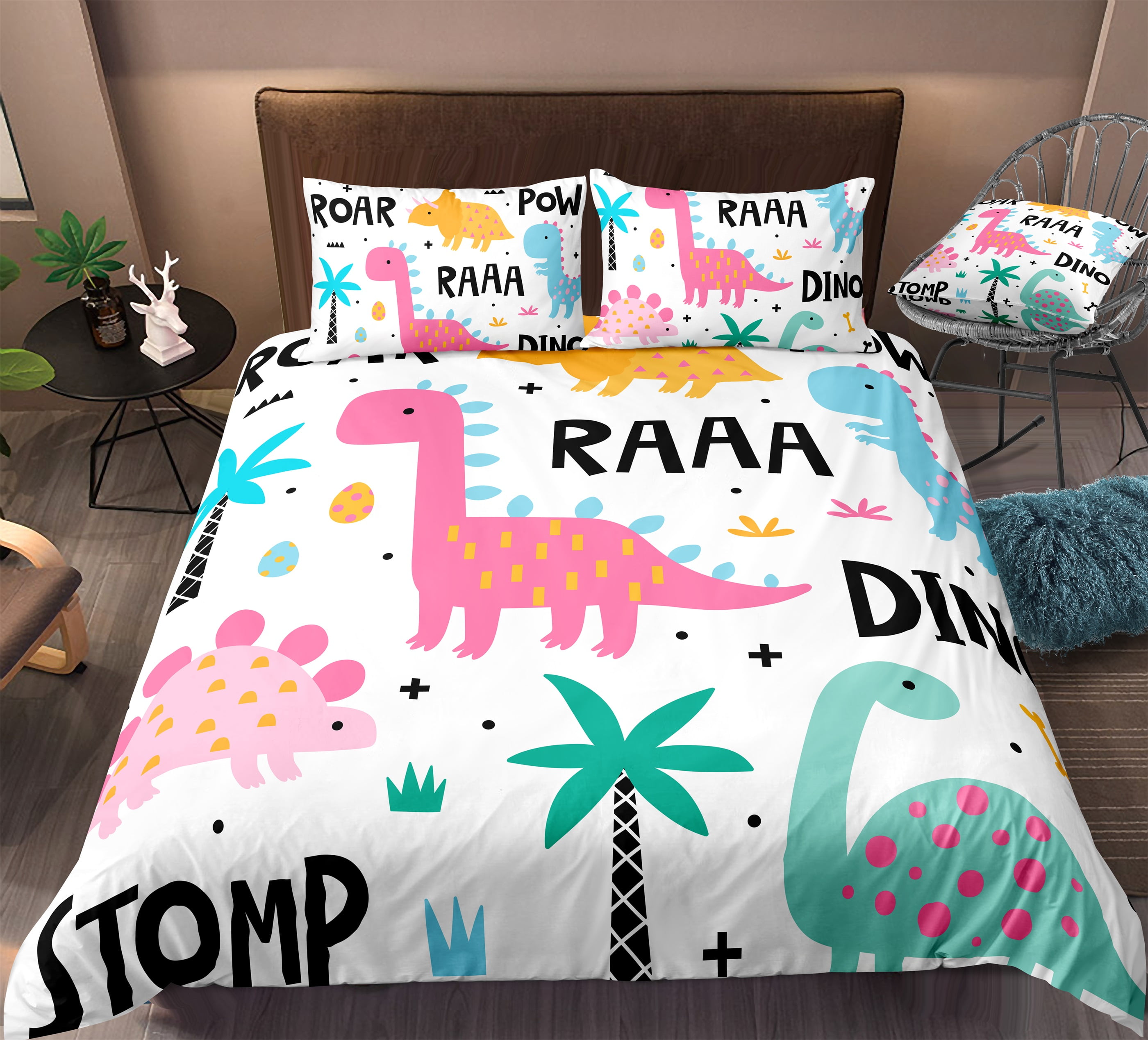 Dinosaur Bedding Set King Size Cartoon Dinosaur Duvet Cover Set for ...