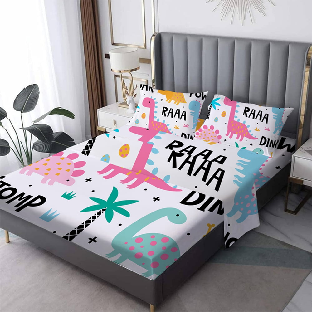 Dinosaur Bedding Set Twin Size Cartoon Dinosaur Comforter Set for Girls ...