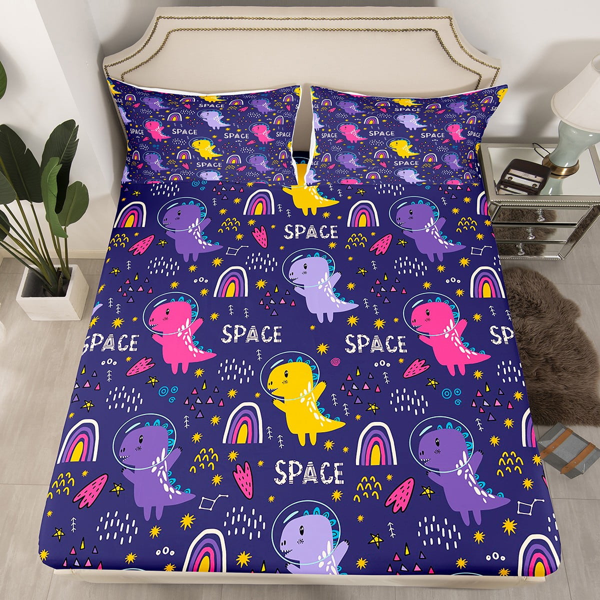 Dinosaur Bedding Set for Kids Boys Girls,Dinos Kawaii Decor Cartoon ...