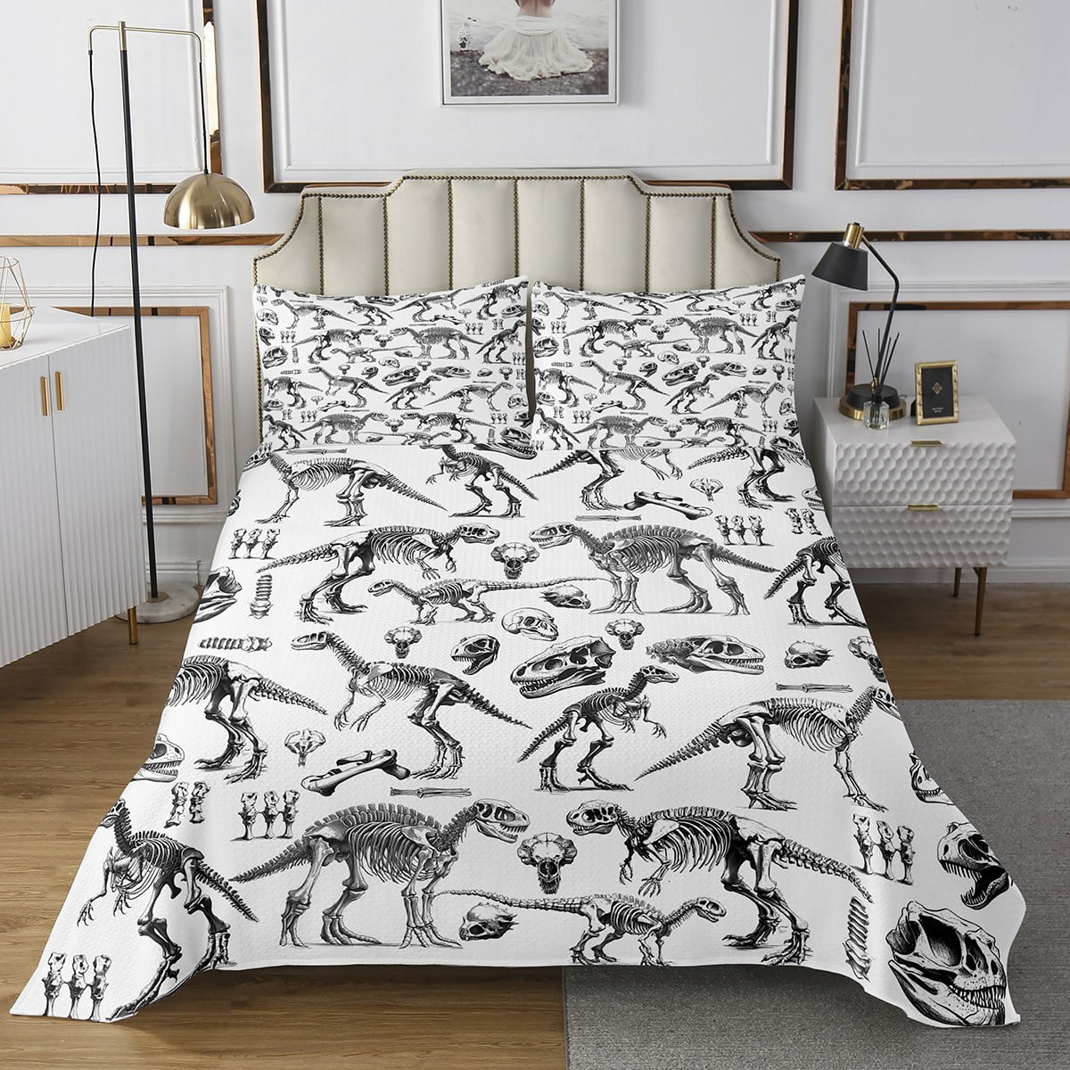 Dinosaur Bedspread Twin Size,Dinosaur Skeleton Bedding Set 2Pcs,Animals ...