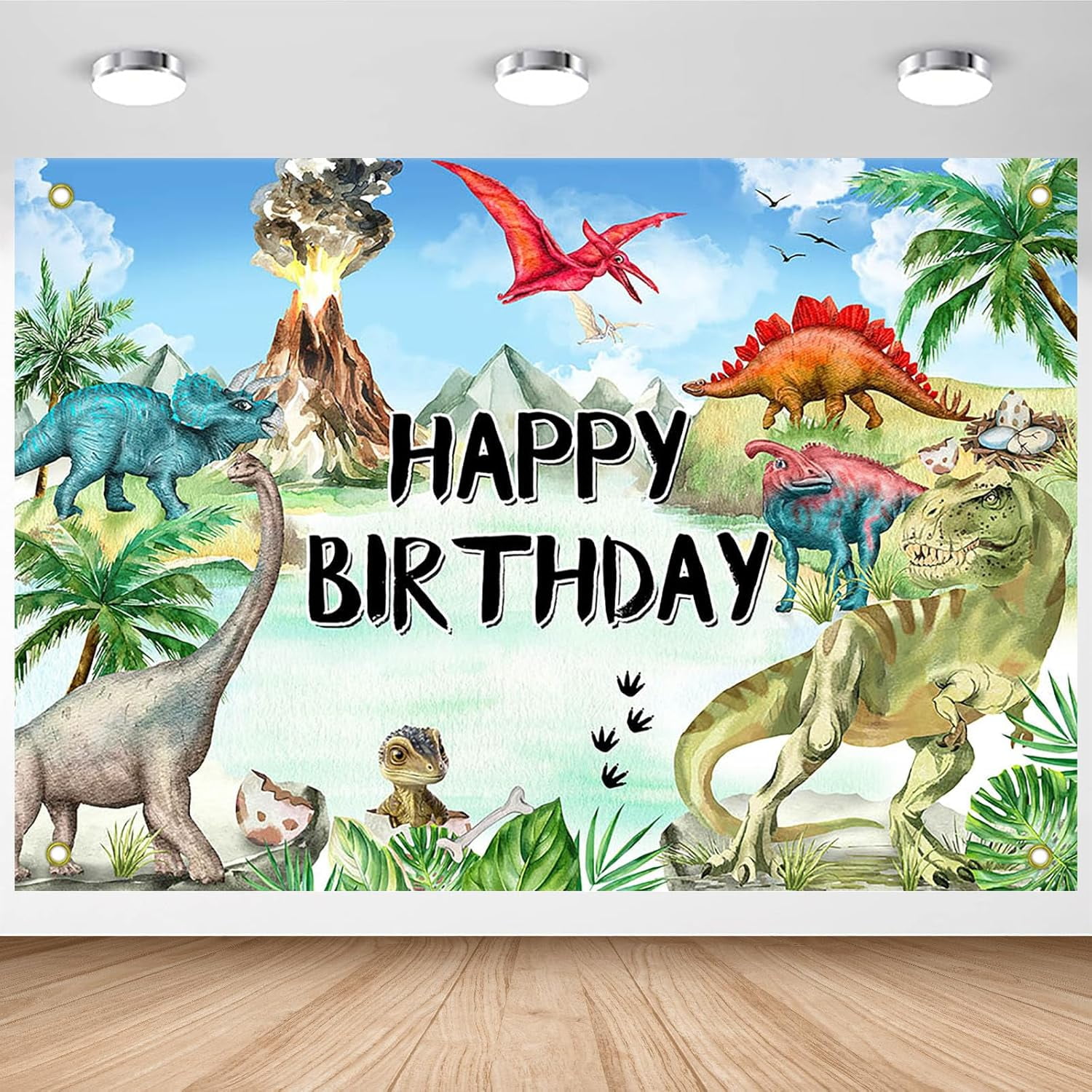 Dinosaur Birthday Backdrop Dino Theme Happy Birthday Party Decorations ...