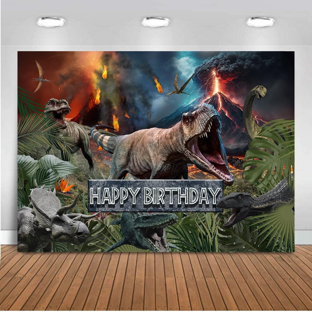 Dinosaur Birthday Backdrop Dinosaur Birthday Decorations Dinosaur Happy ...