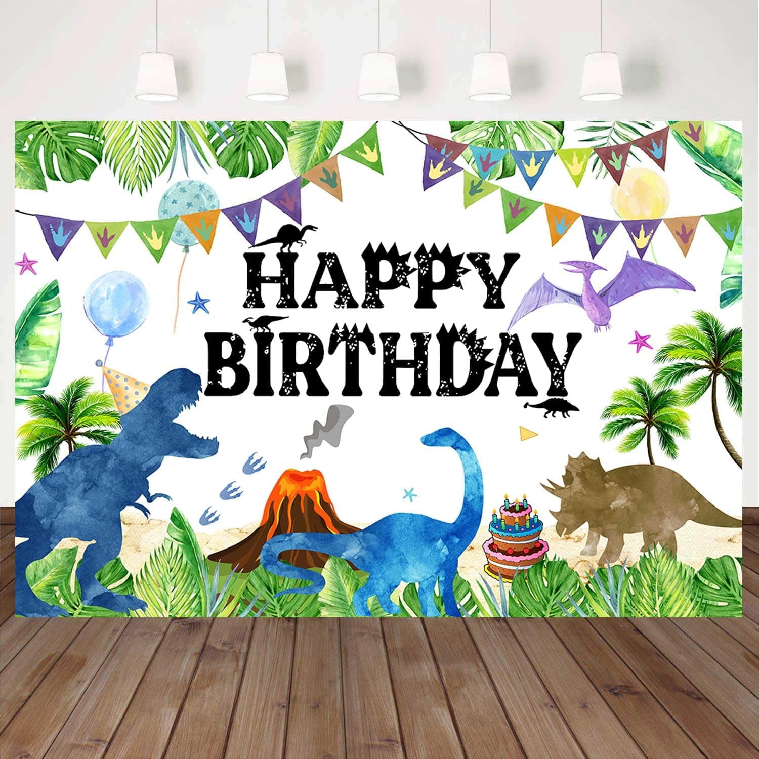 Dinosaur Birthday Backdrop for Boys Safari Jungle Dinosaur Birthday ...