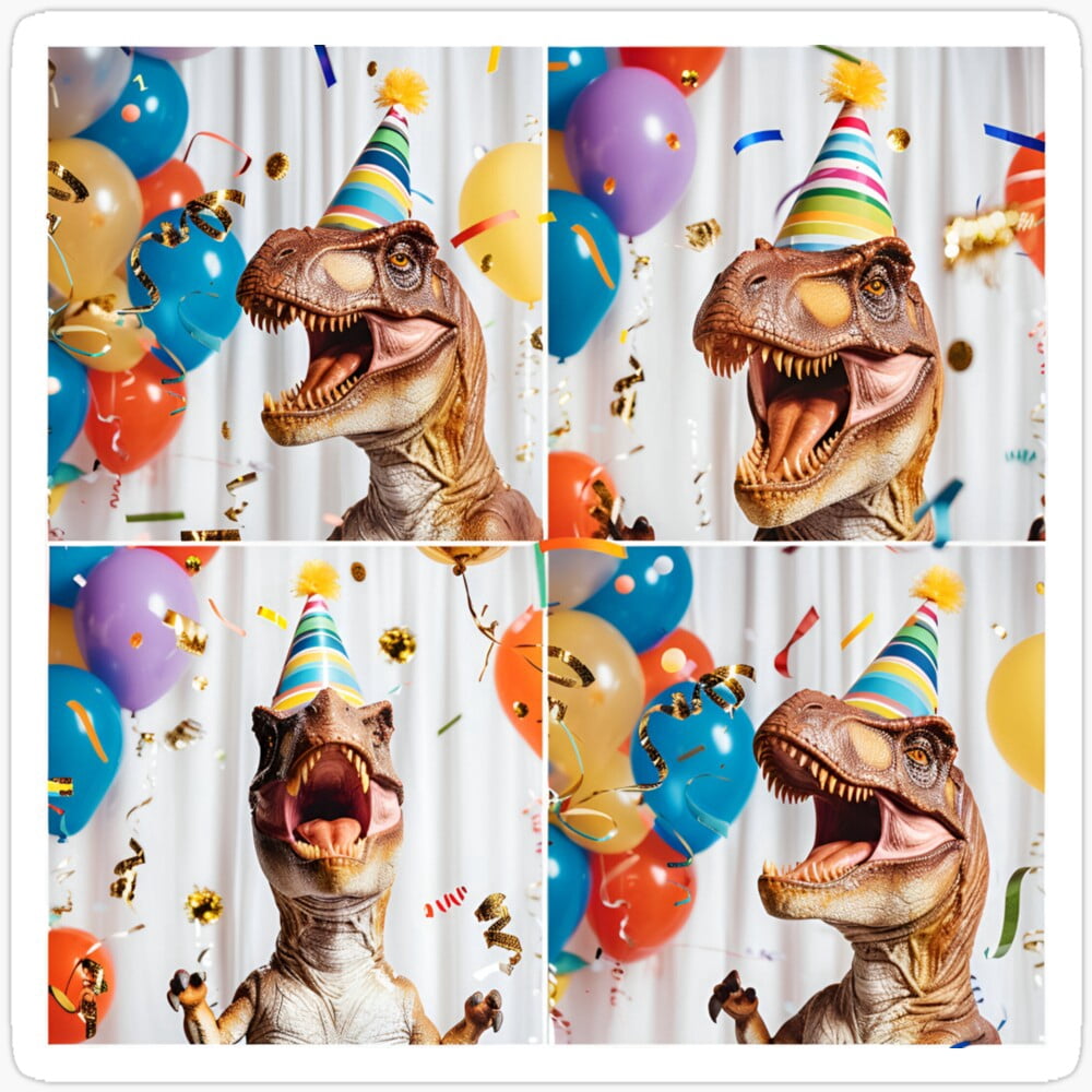 Dinosaur Birthday Bash TRex Party Hat Stickerphone Decal Water Bottle ...