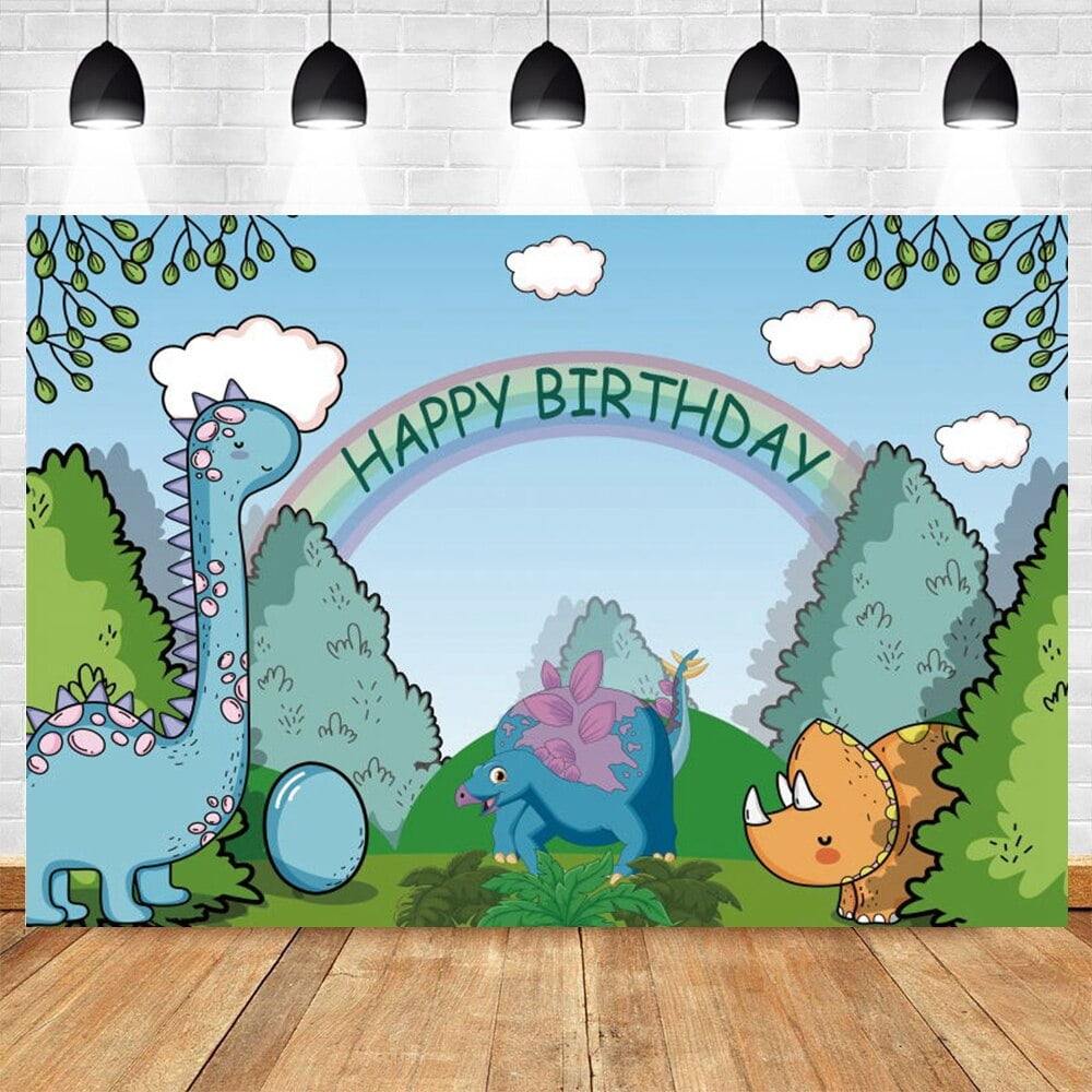 Dinosaur Birthday Party Backdrop Tropical Jungle Wild One Safari Animal ...