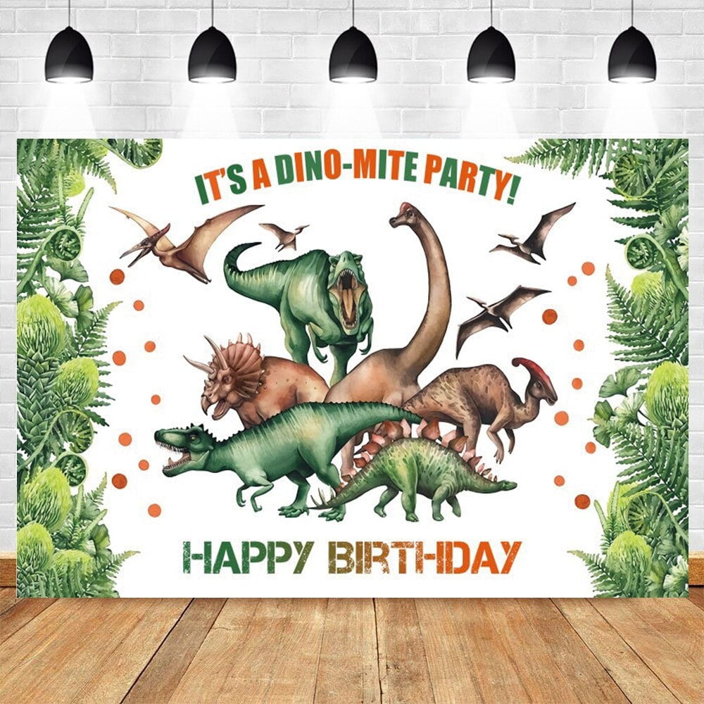 Dinosaur Birthday Party Backdrop Tropical Jungle Wild One Safari Animal ...