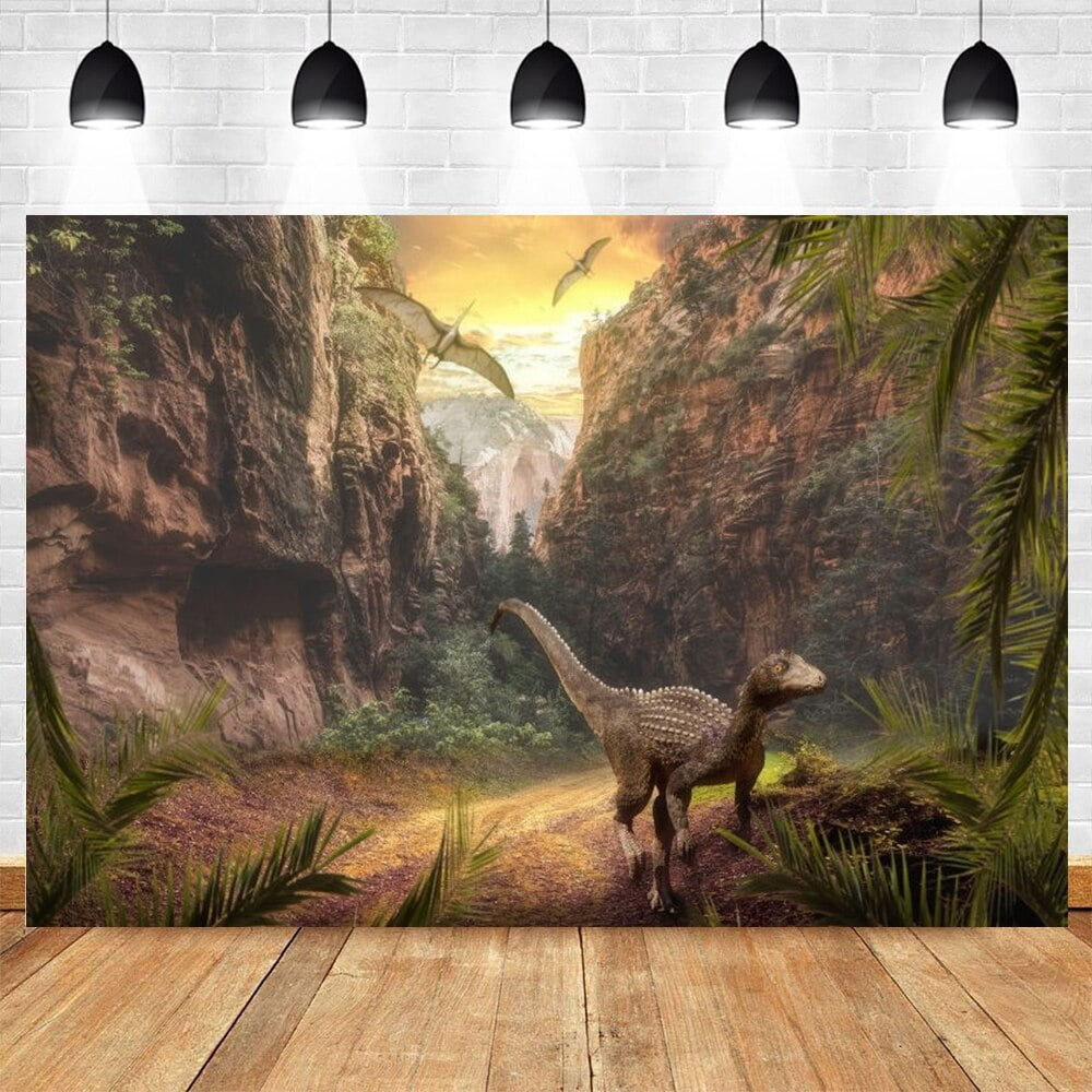 Dinosaur Birthday Party Backdrop Tropical Jungle Wild One Safari Animal ...