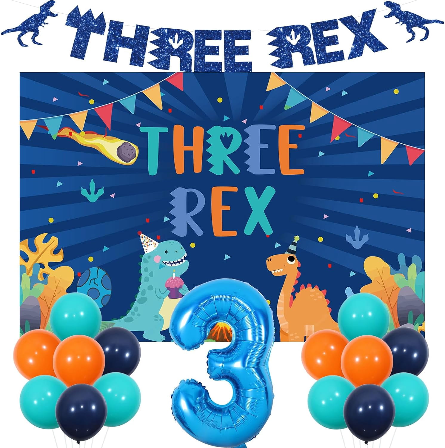 Dinosaur Birthday Party Decorations Blue, Dinosaur Happy Birthday ...