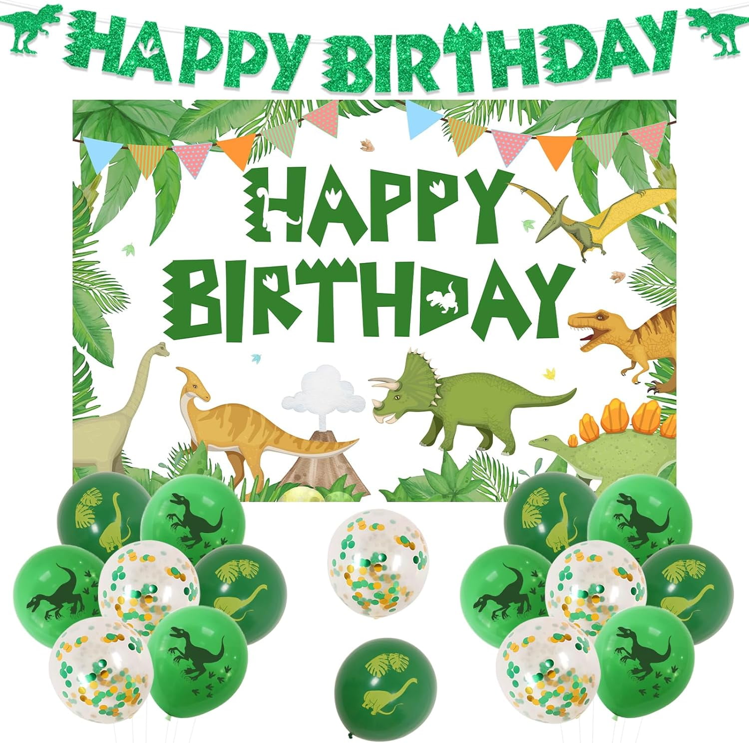 Dinosaur Birthday Party Decorations - Dinosaur Birthday Backdrop, Happy Birthday Banner Dinosaur ...