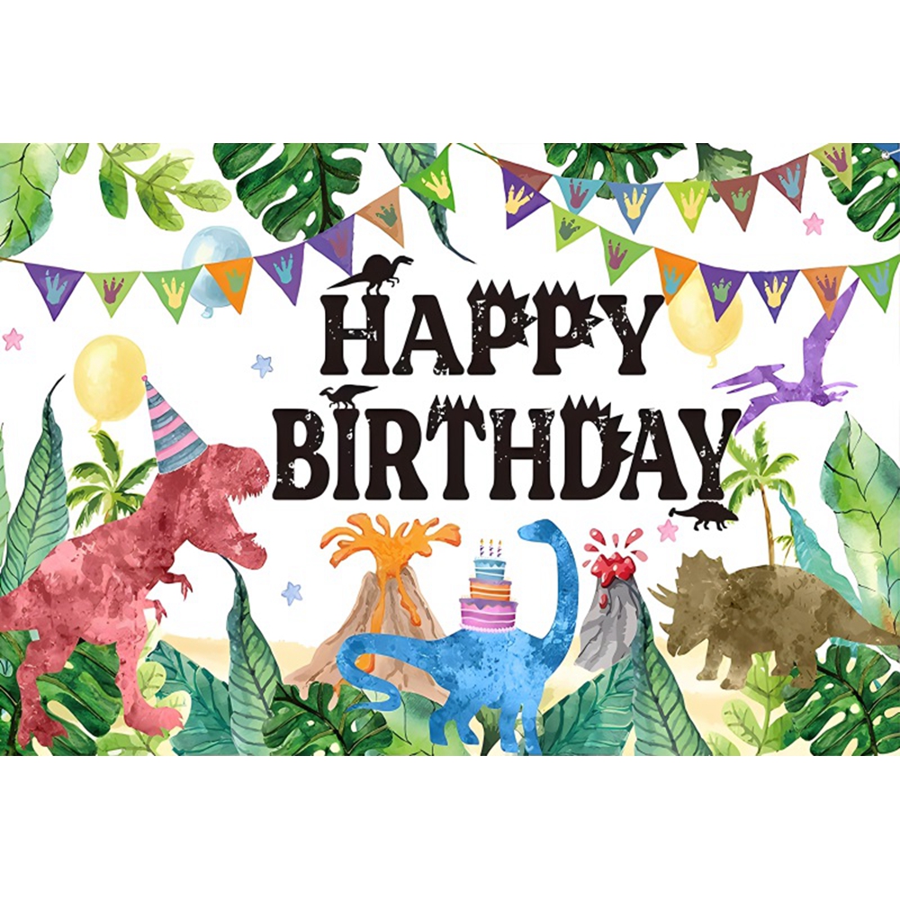 Dinosaur Birthday Photography Backdrop Custom Woodland Party Tropical ...