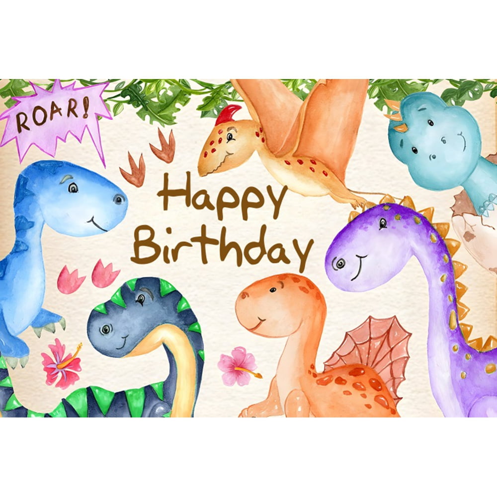 Dinosaur Birthday Photography Backdrop Custom Woodland Party Tropical ...