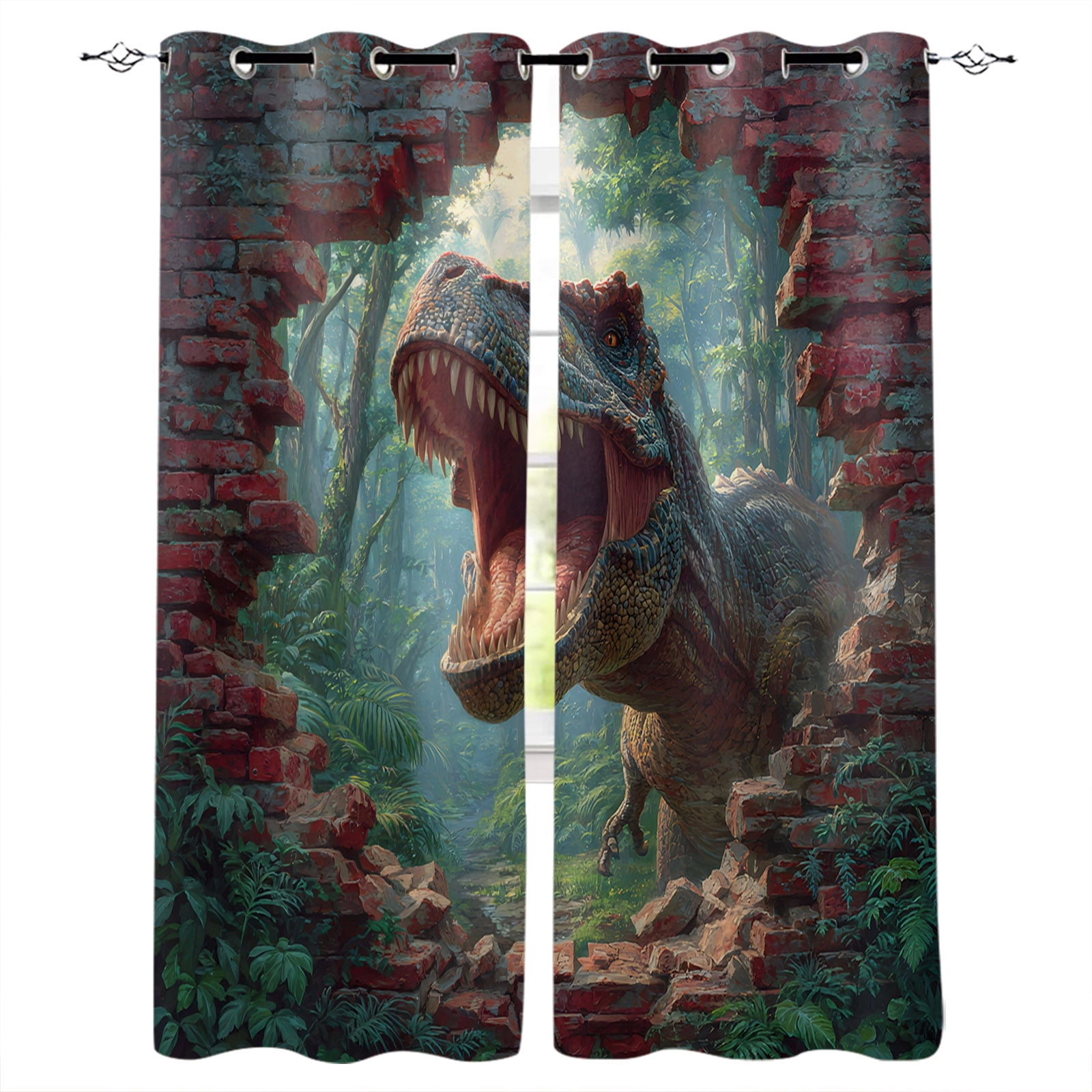 Dinosaur Blackout Curtains for Bedroom/Living Room, Thermal Insulated ...